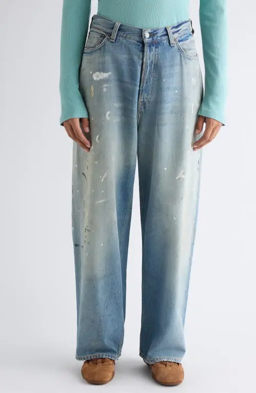 Acne Studios U Trafalgar Paint Splattered Straight Leg Jeans - Light Blue