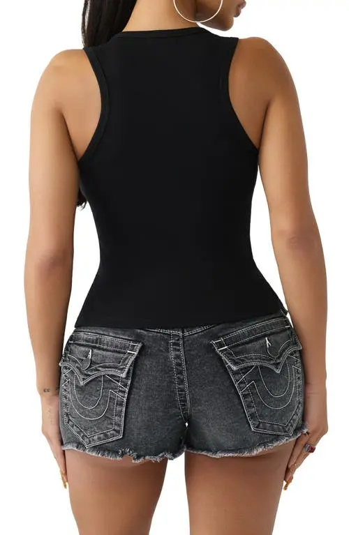 True Religion Crystal Graphic Logo Racerback Tank - Jet Black