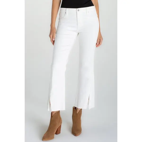 LIVERPOOL Hannah Raw Edge Hem Flare Leg Jeans - Bright White