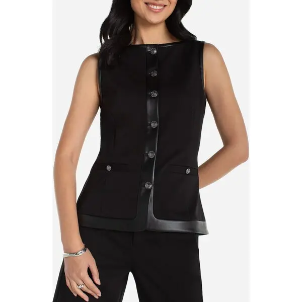 LIVERPOOL Faux Leather Trim Detail Vest