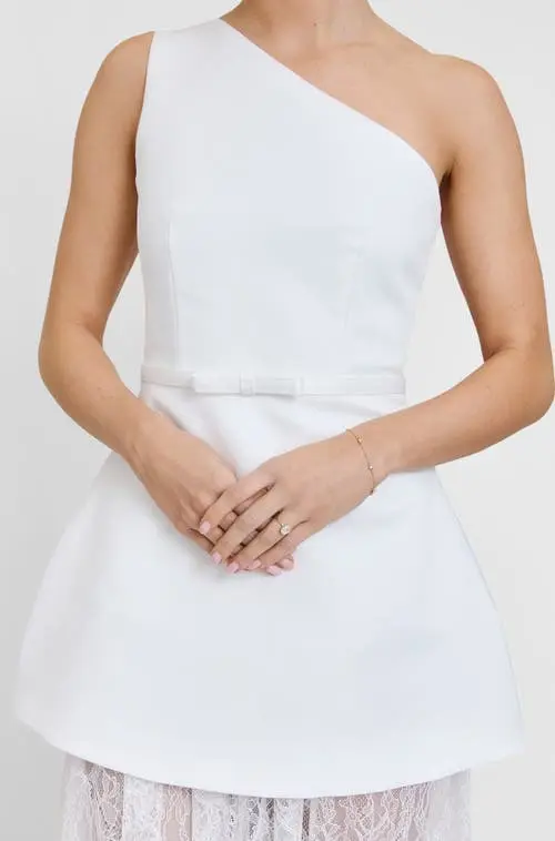 SIX STORIES One-shoulder Lace Skirt Dress