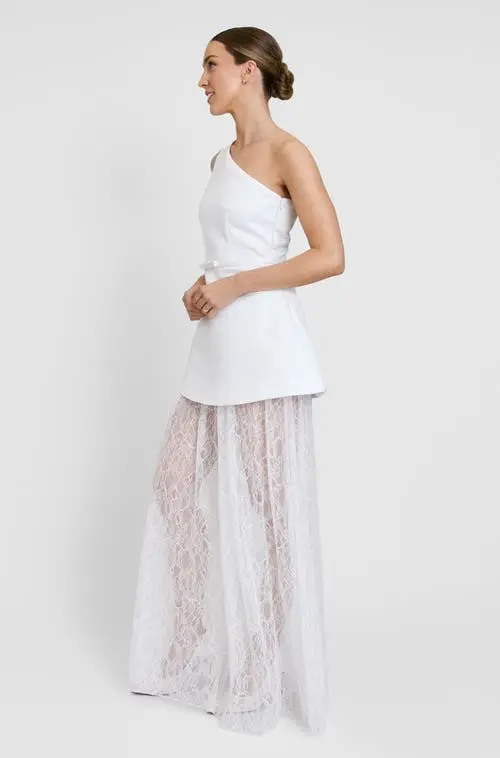 SIX STORIES One-shoulder Lace Skirt Dress