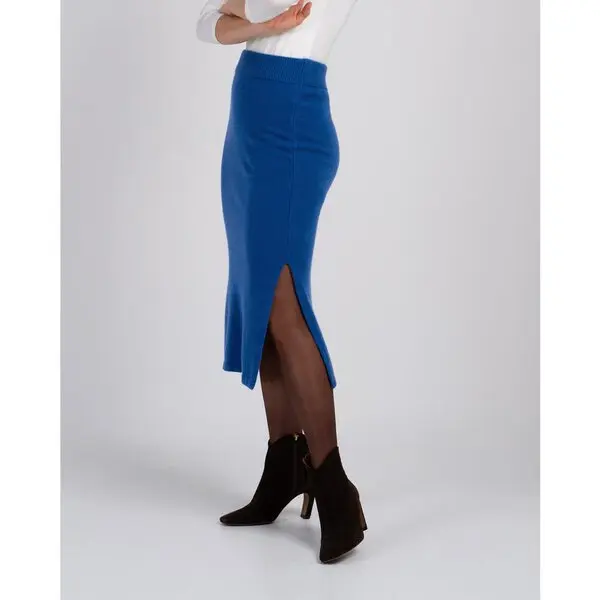 KETTLEWELL Josie Merino Knitted Midi Skirt - Denim Blue