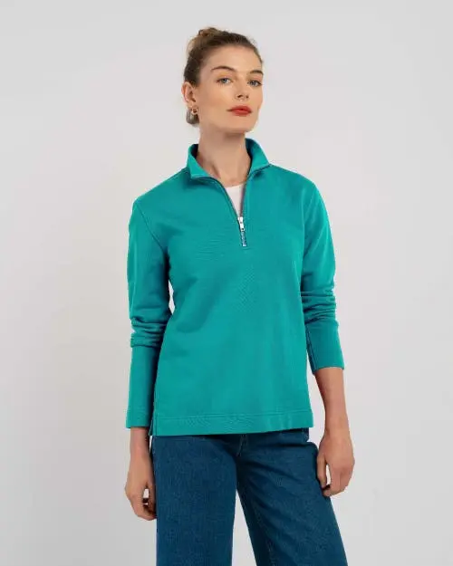 KETTLEWELL Robyn 1/4 Zip Sweatshirt - Deep Aqua