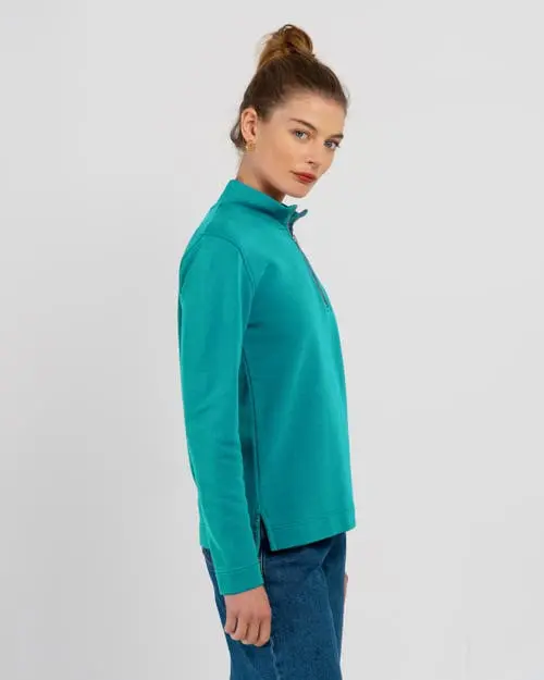 KETTLEWELL Robyn 1/4 Zip Sweatshirt - Deep Aqua