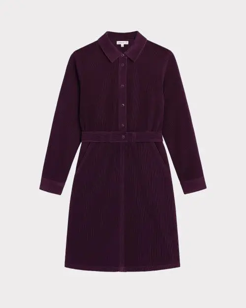 KETTLEWELL Jamie Cord Shirt Dress - Cassis