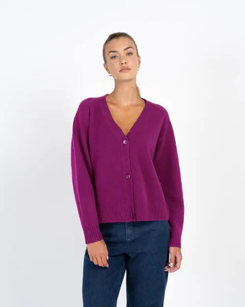 KETTLEWELL Merino Boxy Cardigan - Damson
