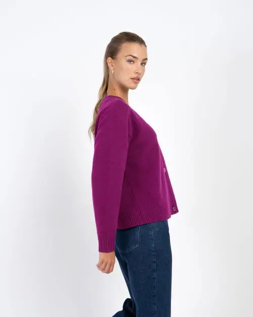 KETTLEWELL Merino Boxy Cardigan - Damson