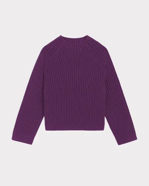 KETTLEWELL Maeve Rib Knit Sweater - Blackcurrant