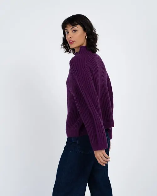 KETTLEWELL Maeve Rib Knit Sweater - Blackcurrant