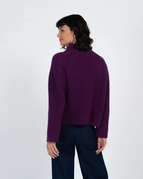 KETTLEWELL Maeve Rib Knit Sweater - Blackcurrant