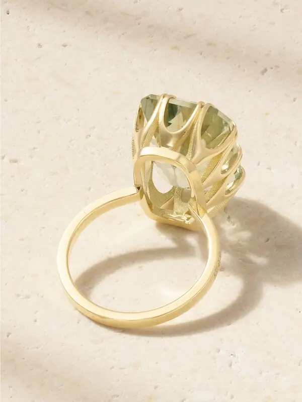 Ileana Makri Solitaire 18-karat Gold, Amethyst And Diamond Ring - Green