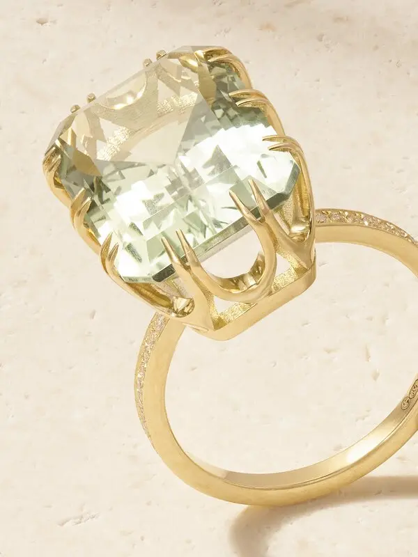 Ileana Makri Solitaire 18-karat Gold, Amethyst And Diamond Ring - Green