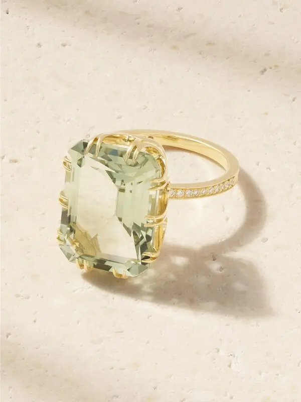 Ileana Makri Solitaire 18-karat Gold, Amethyst And Diamond Ring - Green
