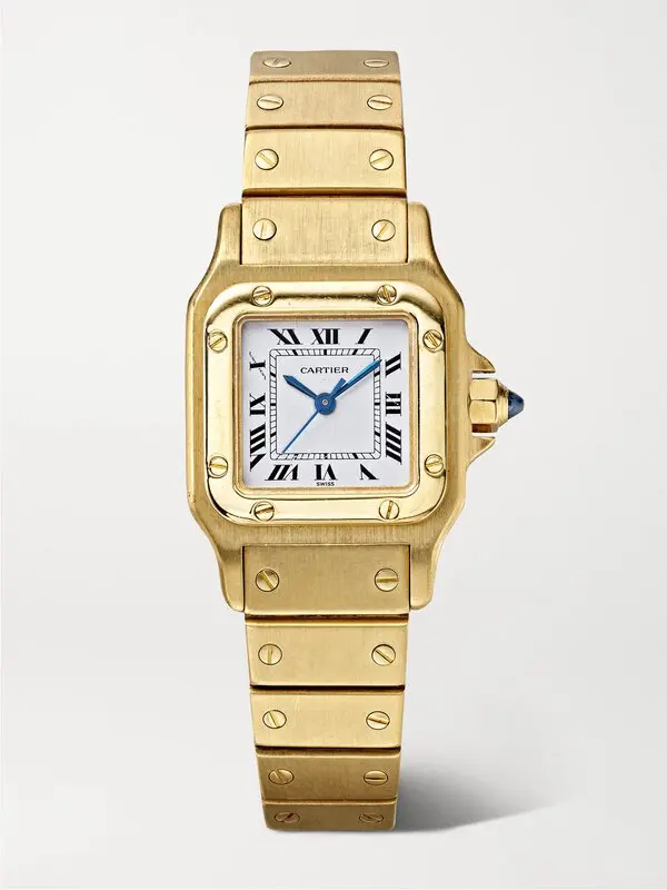 STEPHANIE WINDSOR Cartier Vintage 1987 Santos De Cartier Galbee Medium 24mm 18-karat Watch - Gold