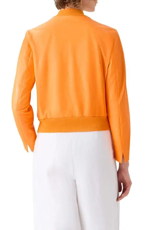 Akris Crinkle Napa Leather Bomber Jacket