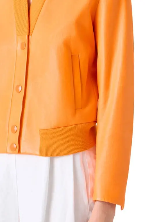 Akris Crinkle Napa Leather Bomber Jacket