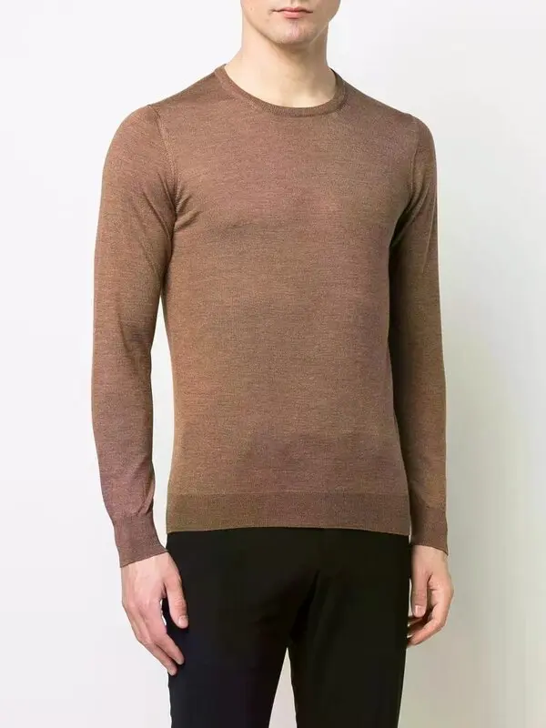 BARBA NAPOLI Fine-knit Crew-neck Jumper - Brown
