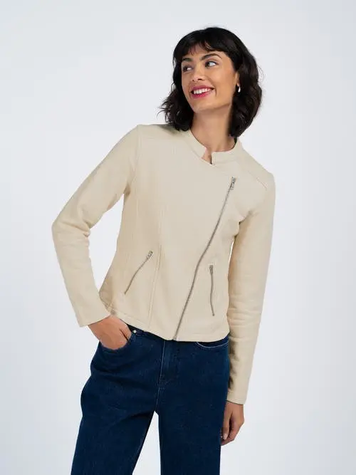 KETTLEWELL Cropped Biker Jacket - Marble Stone