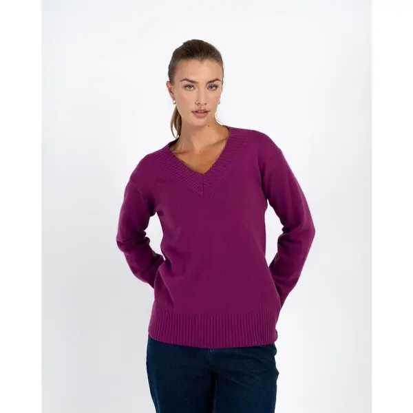 KETTLEWELL Anya V-neck Merino Wool Sweater - Dahlia