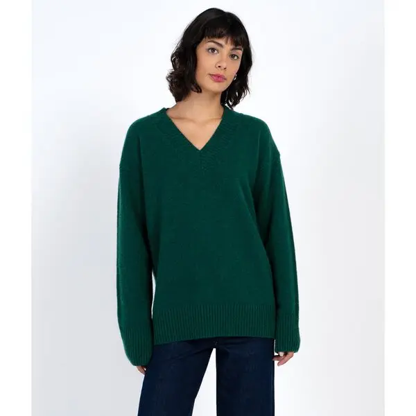 KETTLEWELL Anya V-neck Merino Wool Sweater - Pine