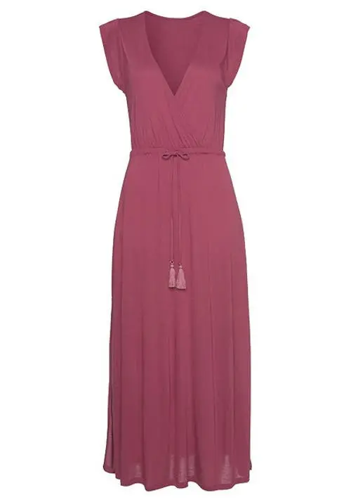 LASCANA Side Slit Maxi Dress - Berry