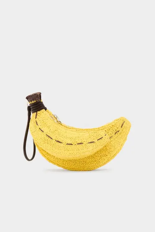 SIMONMILLER Banana Bunch Woven Raffia Wristlet Clutch
