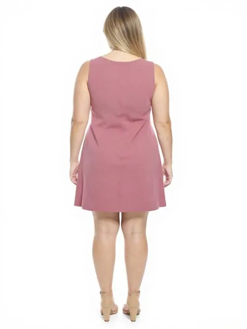 24SEVEN COMFORT APPAREL Sleeveless Mini Shift Dress - Rose