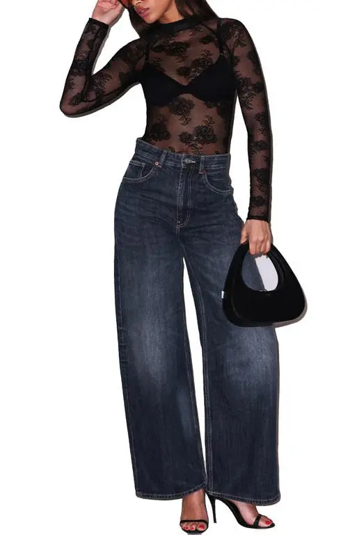 FLEUR DU MAL High Neck Lace Bodysuit
