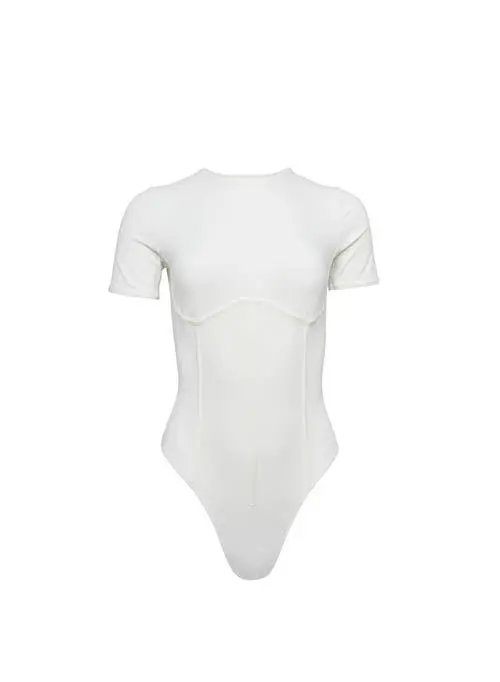 FLEUR DU MAL Organic Cotton T-shirt Bodysuit - Ivory