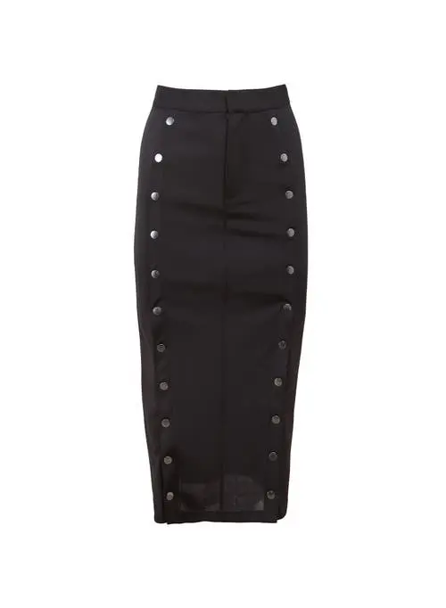 FLEUR DU MAL Midi Skirt With Snap Button Detail