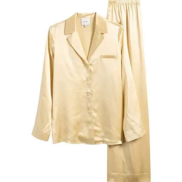 REFORMATION Ella Silk Satin Pajamas - Blonde