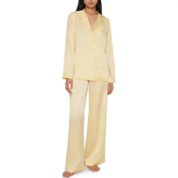 REFORMATION Ella Silk Satin Pajamas - Blonde
