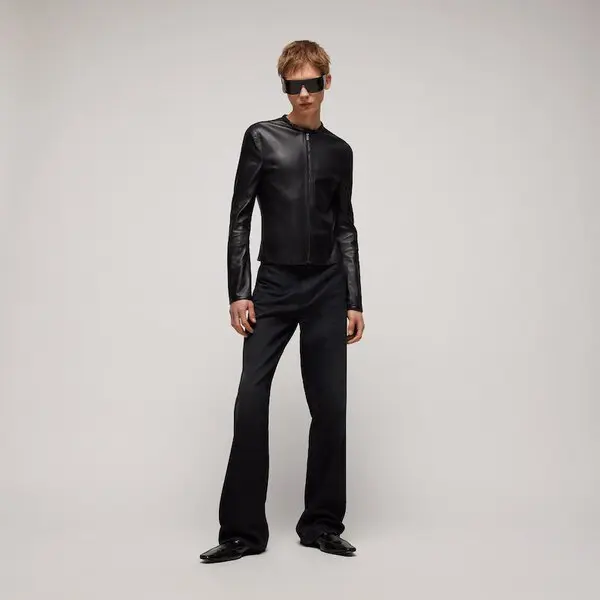 Gucci Perforated Stretch Leather Zip Jacket - Black | Editorialist