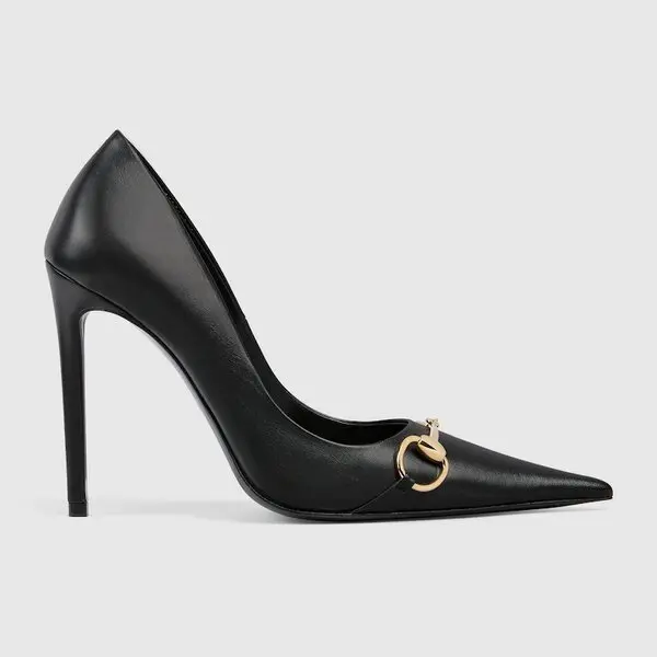 Gucci Donna Leather Pump With Horsebit Detail - Black