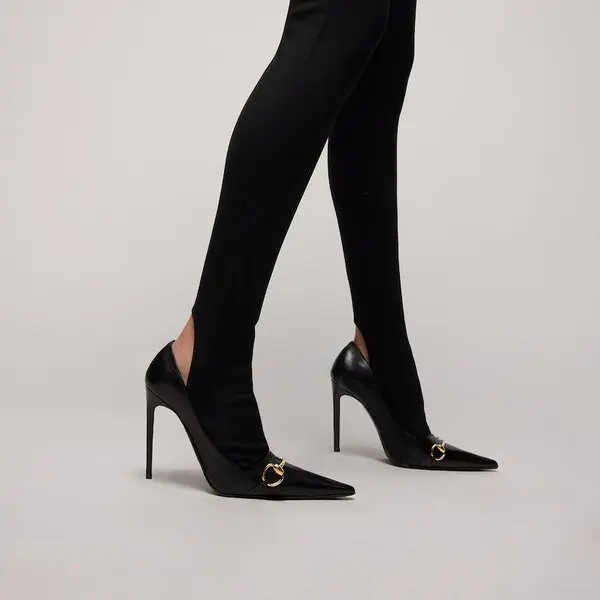 Gucci Donna Leather Pump With Horsebit Detail - Black