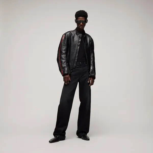 Gucci Leather Biker Jacket With Web Detail