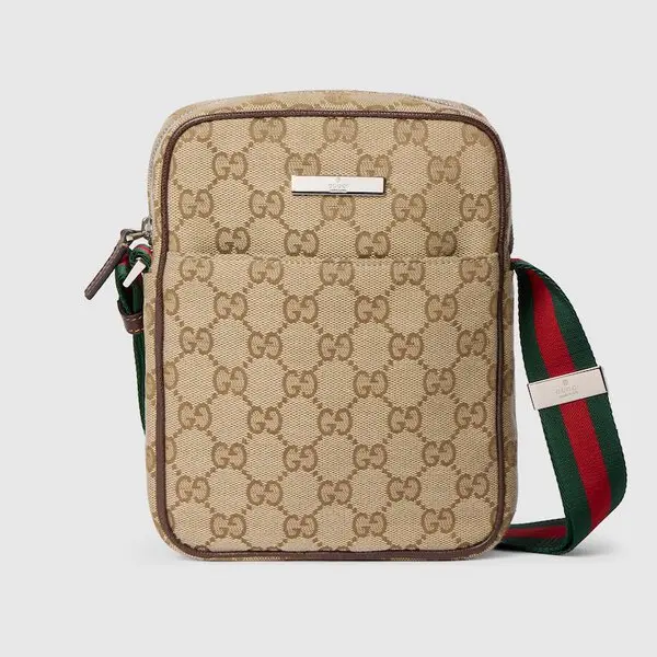 Gucci Tag Small Crossbody Bag Gg Canvas - Beige