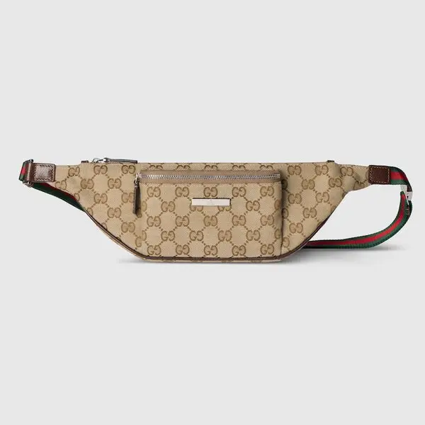 Gucci Tag Small Belt Bag Gg Canvas - Beige