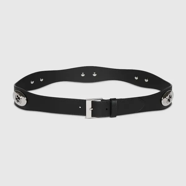 Gucci Belt With Interlocking G Buckle - Black