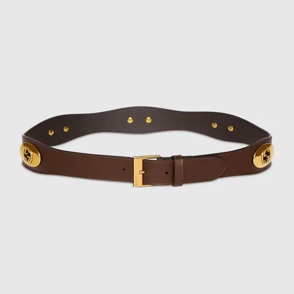 Gucci Belt With Interlocking G Buckle - Brown
