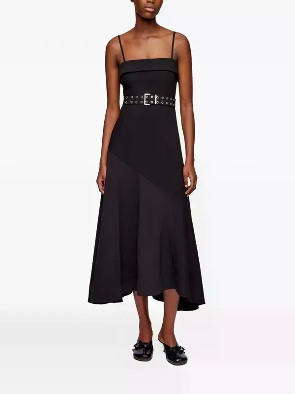 GANNI Belted Midi A-line Dress