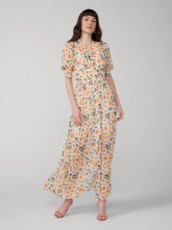 Diane Von Furstenberg Erica Maxi Dress - Tiny Island Orchid White