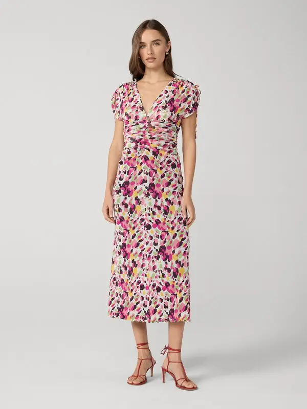 Diane Von Furstenberg Ella Midi Dress - Sherbert Pony Multi And Tiny Island Orchid Multi