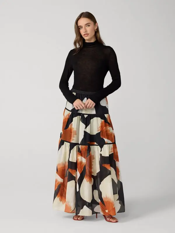 Diane Von Furstenberg Shiloh Maxi Skirt - Giant Island Orchid Black