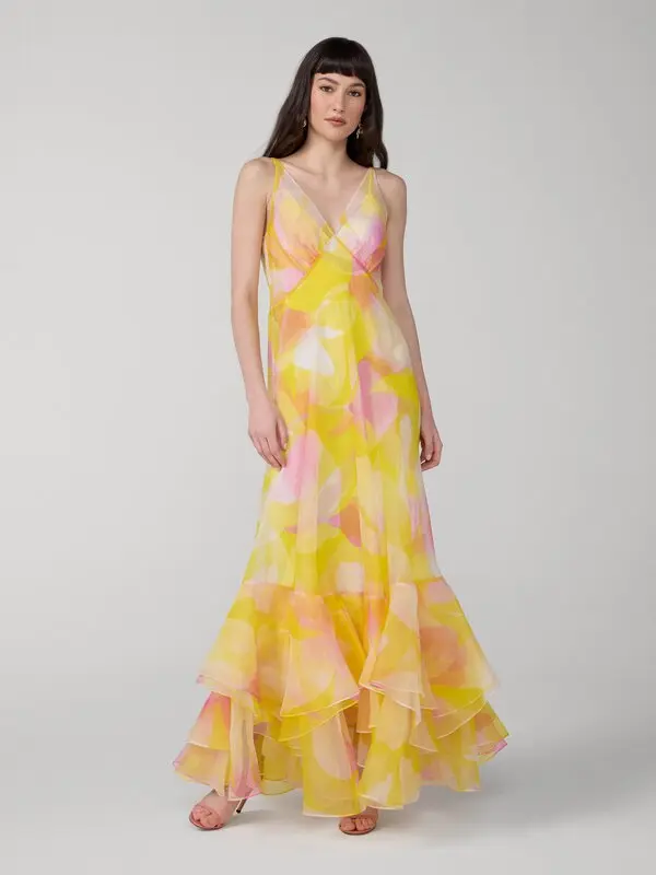 Diane Von Furstenberg Astra Maxi Dress - Giant Island Orchid Yellow
