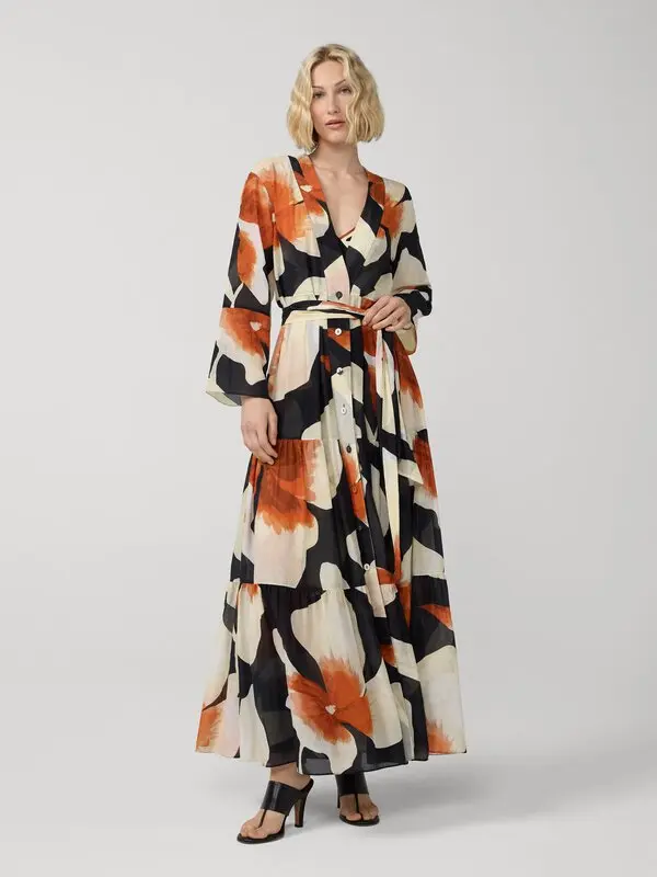 Diane Von Furstenberg Elisa Maxi Dress - Giant Island Orchid Black