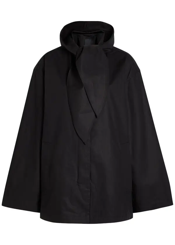 TOTEME Hooded Scarf-effect Cotton Jacket - Black