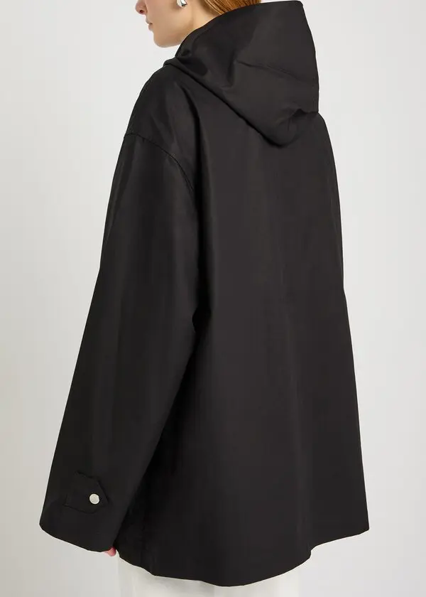 TOTEME Hooded Scarf-effect Cotton Jacket - Black
