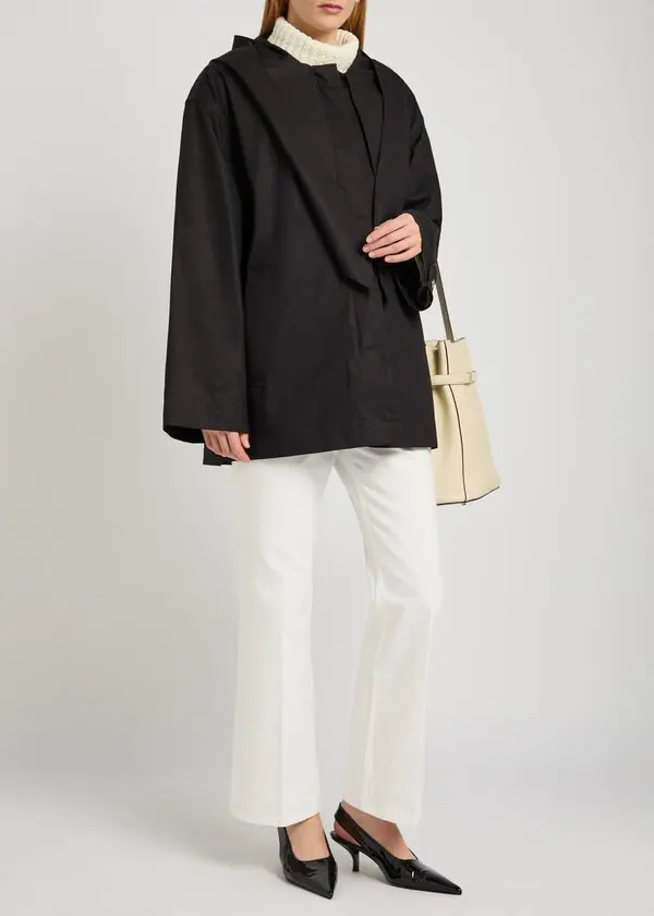 TOTEME Hooded Scarf-effect Cotton Jacket - Black
